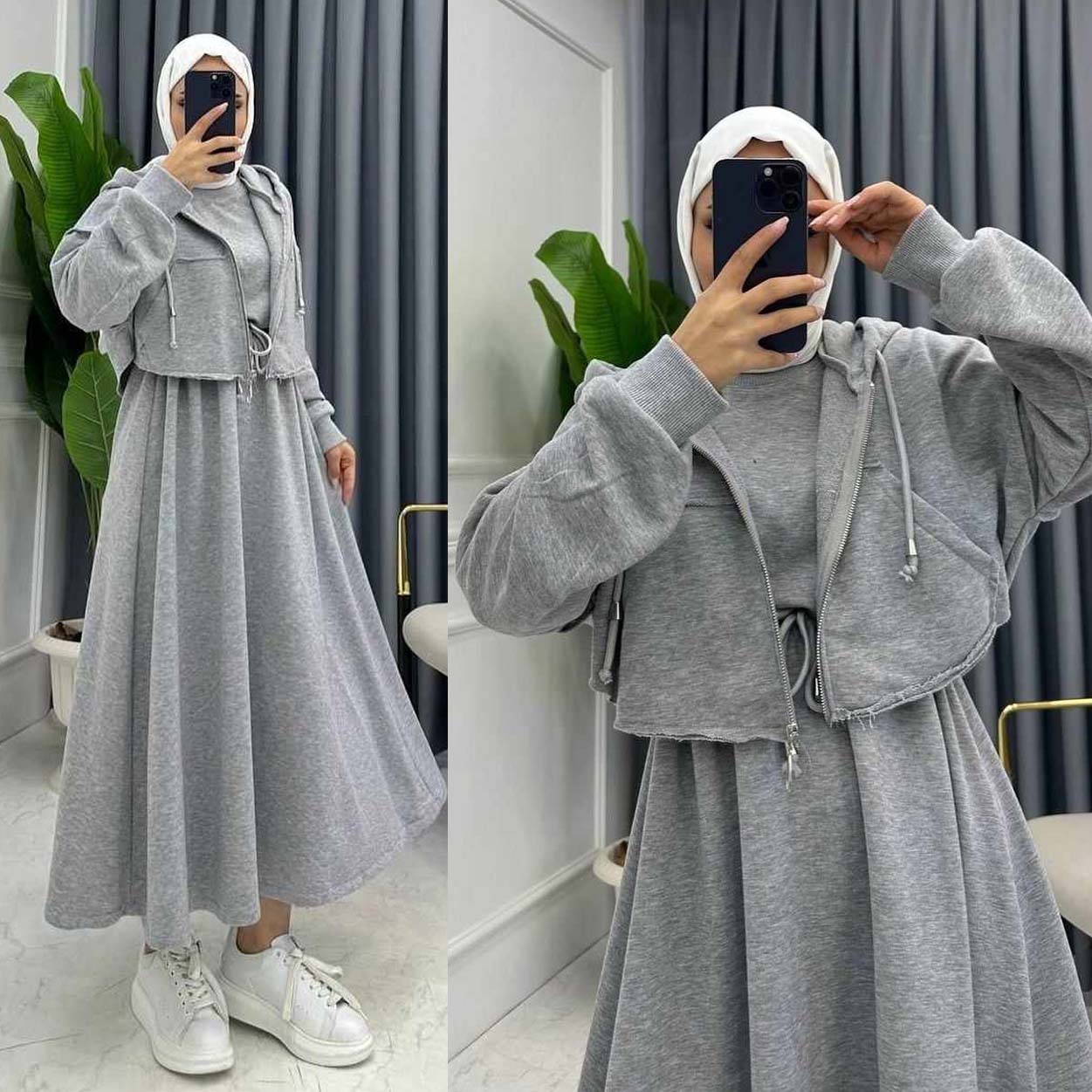 Drop Shoulder Short Hooded Maxi Style 2-Pcs Winter Co-Ord Set. WWTS-16 ...